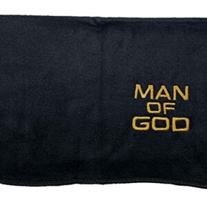 Swanson Christian Products Embroidered Hand Towels - 'Man of God ' - for Christian Men, Pastor, Clergy, & Ministers - Pastor Towel - Black w/Gold Lettering