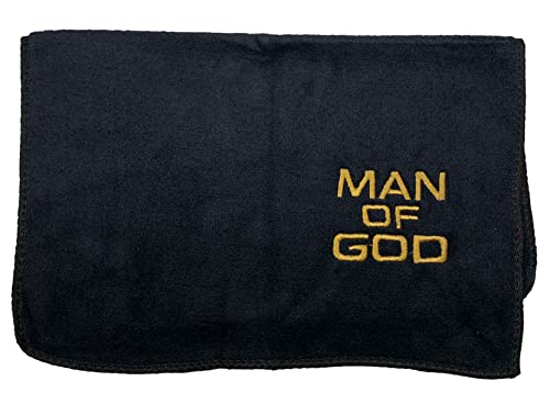 Swanson Christian Products Embroidered Hand Towels - 'Man of God ' - for Christian Men, Pastor, Clergy, & Ministers - Pastor Towel - Black w/Gold Lettering