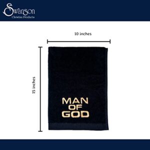 Swanson Christian Products Embroidered Hand Towels - 'Man of God ' - for Christian Men, Pastor, Clergy, & Ministers - Pastor Towel - Black w/Gold Lettering