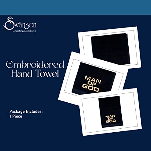 Swanson Christian Products Embroidered Hand Towels - 'Man of God ' - for Christian Men, Pastor, Clergy, & Ministers - Pastor Towel - Black w/Gold Lettering