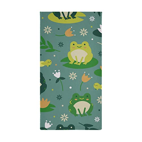 WELLDAY Cute Frogs Hand Towels Set of 2 Ultra Soft Face Towel Hand Cloth Absorbent Fingertip Bath Towels for Bathroom Hotel, Gym and Spa 28" X 14"