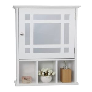 sandinrayli bathroom wall cabinet, bathroom mirror cabinet with mirror,wood medicine cabinets for bathroom with adjustable shelf & 3 open compartments,(white)