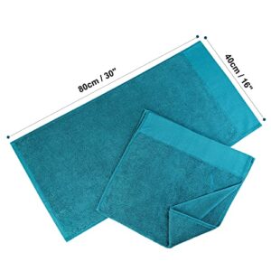 PiccoCasa 100% Cotton Hand Towels, 2 Pack Thick Face Towel Set Design, Super Soft and Highly Absorbent Hand Towel for Bathroom (Teal, 16 x 30 Inch)