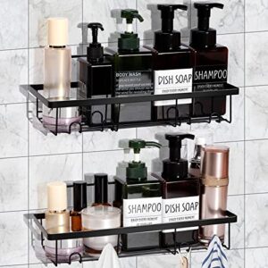 2 pack shower caddy shelf organizer,adhesive shower caddy,rustproof shower shelves,wall mounted shower rack,stainless steel bathroom shower organizer for inside shower storage,no drilling,black