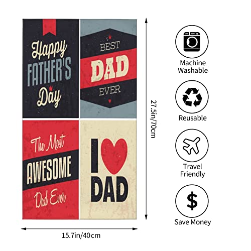 Mount Hour Happy Father's Day Hand Towels, Love Father Face Towel Soft Guest Towel Portable Kitchen Tea Dish Towels Washcloths Bathroom Decor Housewarming Gifts 15.7" X 27.5"