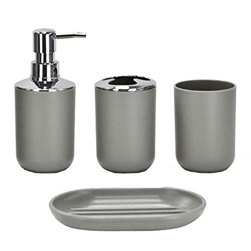 58bh Plastic Bathroom Accessory Set, 4 Pieces Collection Bathroom Accessories Includes Toothbrush Holder,Toothbrush Cup, Soap Dispenser and Soap Dish