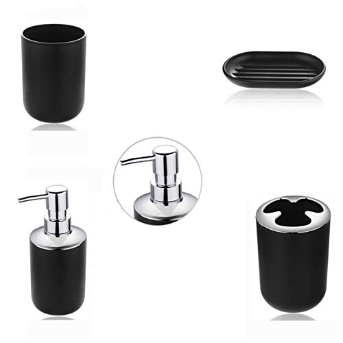 58bh Plastic Bathroom Accessory Set, 4 Pieces Collection Bathroom Accessories Includes Toothbrush Holder,Toothbrush Cup, Soap Dispenser and Soap Dish