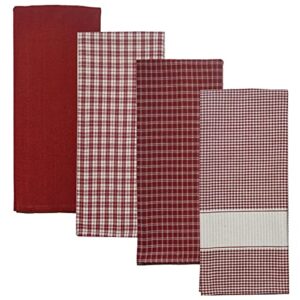 dunroven house rvartyred 20 x 28 in. variety kitchen towel, red & cream - set of 4