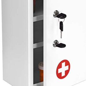 AdirMed Locking Drug Cabinet (White) Medicine Cabinet with Pull-Out Shelf & Document Pocket (White) Bundle