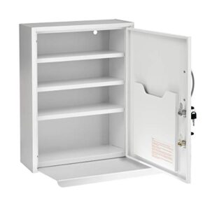 AdirMed Locking Drug Cabinet (White) Medicine Cabinet with Pull-Out Shelf & Document Pocket (White) Bundle