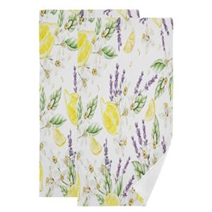 kigai lavender lemon hand towels set of 2, highly absorbent soft towel decorative hand towel for kitchen and bathroom 14x28 inch