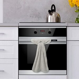 R HORSE 4Pcs Grey Hand Towels with Hanging Loops, Absorbent Coral Fleece Gray Kitchen Hanging Hand Towel Soft Thick Oven Towel Dish Cloth Dry Towel for Kitchen Bathroom