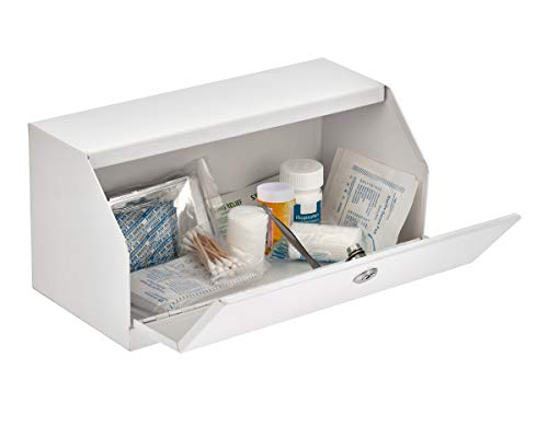 AdirMed Locking Drug Cabinet (White) Medicine Cabinet with Pull-Out Shelf & Document Pocket (Red) Bundle