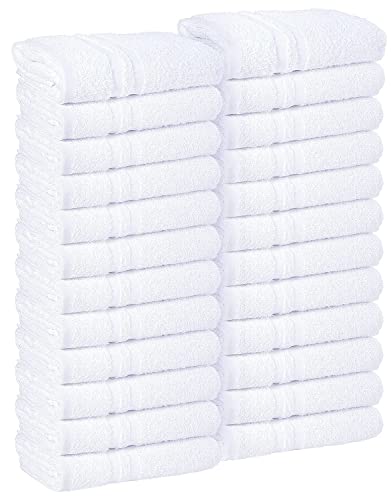 STF Linen Hand Towels – (Pack of 24) White Salon Towels - 100% Cotton Spa Towels – 16x27 inches Highly Absorbable Facial Towels Gym Towels Hair Towels and Face Towels Bulk Small Towels