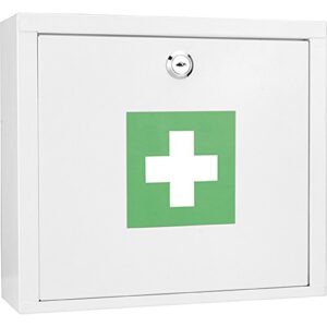 barska key lock wall mount small security magnet erase pad, shelf, stickers medical cabinet, white