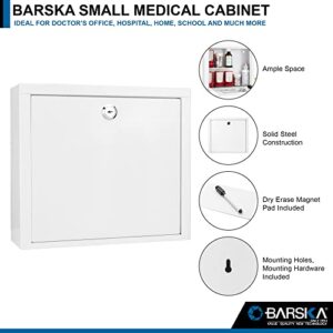 Barska Key Lock Wall Mount Small Security Magnet Erase Pad, Shelf, Stickers Medical Cabinet, White