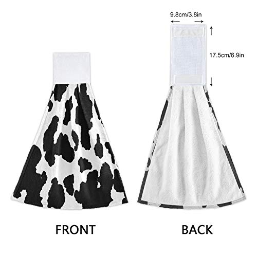 Qilmy Funny Cow Kitchen Towels, 2PCS Super Soft Absorbent Hanging Hang Towels or Dishcloths, Bathroom Hand Towels 12x17Inches