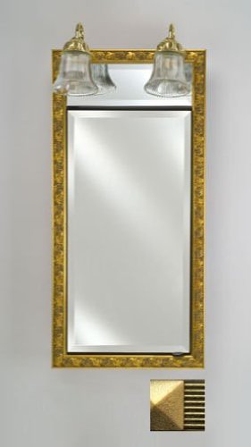 Signature Single Door Medicine Cabinet with Traditional Lights Finish: Meridian-Antique Gold with Antique Gold Caps, Size: 17” x 30”