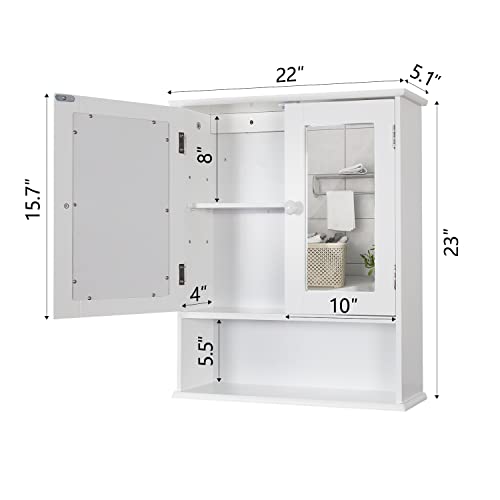 TaoHFE White Bathroom Medicine Cabinet and White Bathroom Storage Cabinet Set,Towel Cabinet for Bathroom Floor Cabinet and Bathroom Medicine Cabinet with Mirror Set