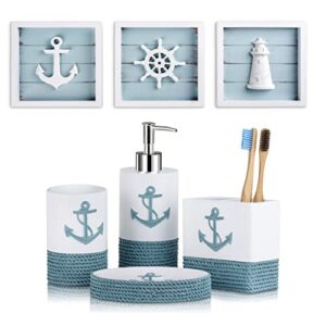 nautical wall decor set and bathroom accessories