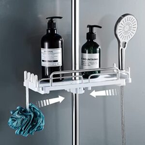 RYKKZ Shower Shelf,Bathroom Organizer,Shower Caddy,Shower Organiser,Shower Rack For Shower Rod,Hanging Shower Organizer, Suitable For Shower Rods From 0.70'' To 0.98'',Retractable Drill-Free,Firm