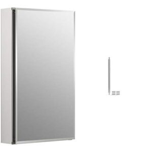 kohler k-cb-clc1526fs frameless 15 inch x 26 inch aluminum bathroom medicine cabinet; recess or surface mount and na medicine cabinet joining kit