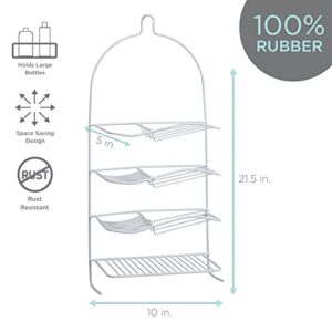 Bath Bliss Shower 4 Tier Shower Caddy | 4 Tier Shelves | Soap Dish Holder | Razor Slots | Wash Cloth Hook | Loofah Hook | White | Rust Resistant | Bathroom Accessories