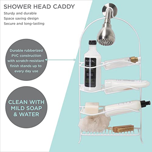 Bath Bliss Shower 4 Tier Shower Caddy | 4 Tier Shelves | Soap Dish Holder | Razor Slots | Wash Cloth Hook | Loofah Hook | White | Rust Resistant | Bathroom Accessories