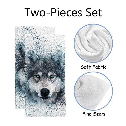 Bath Hand Kitchen Towels Wolf Dish Towel Washcloth 2 Pack Soft Quick Dry Super Absorbent Bathroom