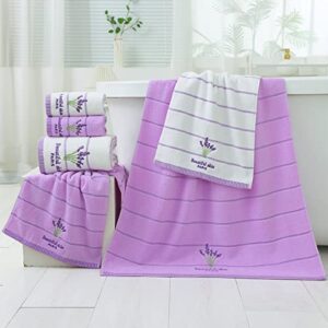 Pidada Hand Towels Set of 4 Lavender Floral Pattern 100% Cotton Soft Absorbent Decorative Towels for Bathroom 13.8 x 29.5 Inch (2 White 2 Purple)