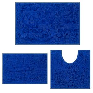 run helix bathroom rugs sets 3 piece,bath rugs for bathroom, bath mats, bathroom sets,extra soft and absorbent shaggy rugs, bath mat set for tub, shower, and bathroom,royal blue