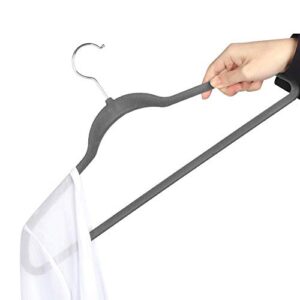 Topeakmart Premium Velvet Hangers Heavy Duty Clothes Hook Swivel 360-Ultra Thin, 100 Pack Gray