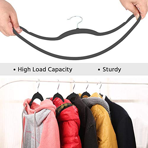 Topeakmart Premium Velvet Hangers Heavy Duty Clothes Hook Swivel 360-Ultra Thin, 100 Pack Gray