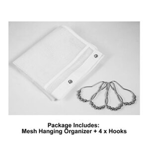 Bsagve 2 Pack Mesh Hanging Caddy Organizer with 6 Pockets, Shower Curtain Rod Liner Hanging Organizer Storage Pockets Bathroom Hanger Organizer, Bath Toy Holder Organizer with Portable 4 Rings