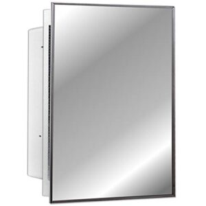 mirrors and more 16" x 22" medicine cabinets for bathroom with mirror - bright steel framed, recessed, modern home décor, bright steel, adjustable shelves