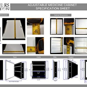 Mirrors and More 16" x 22" Medicine Cabinets for Bathroom with Mirror - Bright Steel Framed, Recessed, Modern Home Décor, Bright Steel, Adjustable Shelves