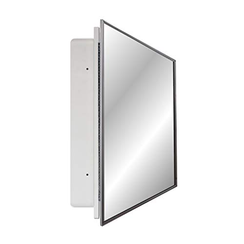 Mirrors and More 16" x 22" Medicine Cabinets for Bathroom with Mirror - Bright Steel Framed, Recessed, Modern Home Décor, Bright Steel, Adjustable Shelves