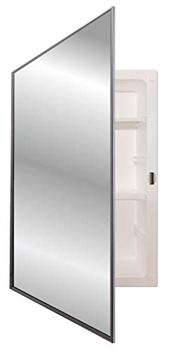 Mirrors and More 16" x 22" Medicine Cabinets for Bathroom with Mirror - Bright Steel Framed, Recessed, Modern Home Décor, Bright Steel, Adjustable Shelves