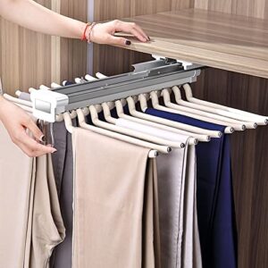 RSTJ-Sjef Closet Pull Out Trousers Rack with Silent Double Rail, 22 Arms Aluminum Alloy Pants Hanger Bar Clothes Organizers-for Jeans, Pants, Trousers, Ties, Scarf Storage,Black