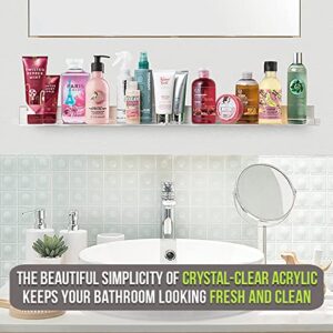 Pretty Display Invisible' Bathroom Shelf Wall Mounted [2 Pack] 10 inch Clear Acrylic Shelves Extra Strong & Easy to Wall Mount