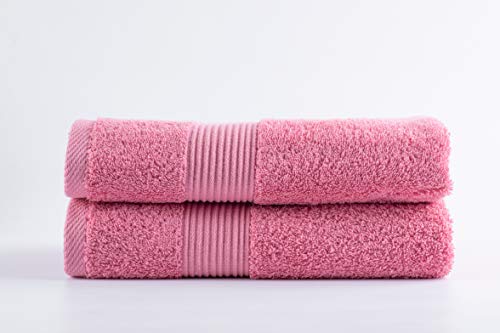 Babiclean 16x30 Premium Quality Ultra Soft and Highly Absorbent heavey Pure Pink Hand Towel Durable for Bathroom, Hotel, Spa, Salon and Gym Set of 2