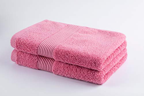 Babiclean 16x30 Premium Quality Ultra Soft and Highly Absorbent heavey Pure Pink Hand Towel Durable for Bathroom, Hotel, Spa, Salon and Gym Set of 2