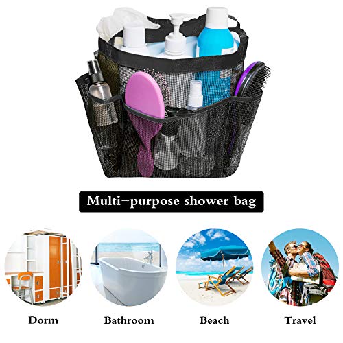 Attmu 2 Pack Portable Mesh Shower Caddy Dorm with 8 Mesh Storage Pockets, Quick Dry Waterproof Shower Tote Bag Oxford