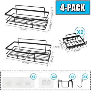 FEMBW Adhesive Shower Caddy,4 Pack No Drilling Bathroom Caddy with Soap Holder,Rustproof Large Capacity Shower Shelf for Inside Shower