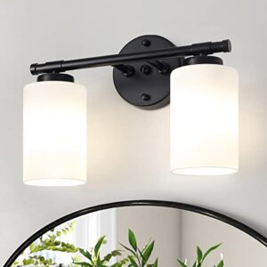 gzbeini 2 lights black bathroom vaniy light fixtures, black vanity lights for bathroom over mirror,modern bathroom lighting fixtures over mirror glass