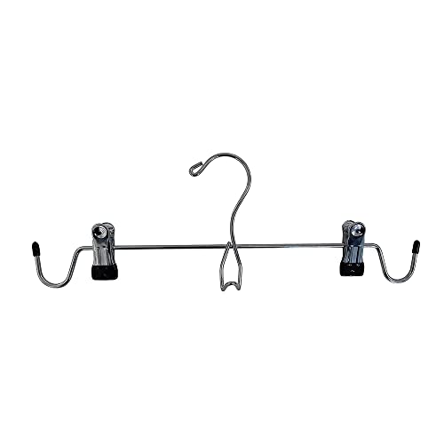 USTECH Cami Space Saving Closet Hangers with Rubber Coated Tips | Steel Pant Hangers with Clips for Tank Tops & Lingerie | Non-Slip Skirt Hangers with Metal Clip Hook for Multipurpose | Pack of 12