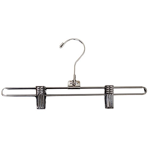 NAHANCO SKT12HU, 12" Metal Skirt/Pant Hanger with Loop Back Swivel Hook and Adjustable Clips, High Polished Chrome (Pack of 25)