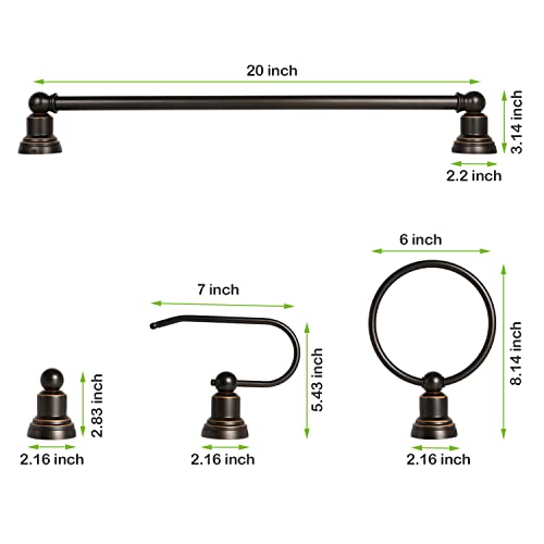 hykolity 3-Light Vanity Light Fixture, 5-Piece All-in-One Bathroom Set (E26 Bulb Base), Oil Rubbed Bronze Wall Lighting with Glass Shads, ETL Listed (Bulb not Included)