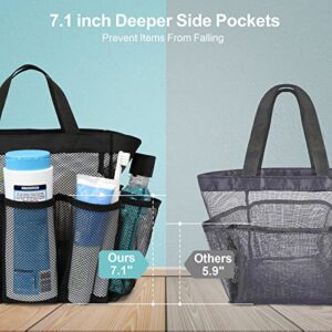 GSlife Mesh Shower Caddy Portable, Shower Caddy Quick Dry Hanging Shower Bag for College Dorm Essentials, 8 Pockets Deeper Bath Shower Caddy Basket for Bathroom Camp Gym Swim Travel Outdoor, Black