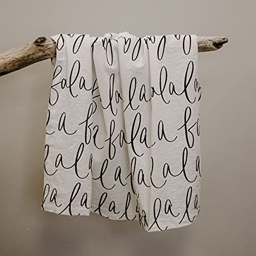 Sweet Water Decor FA La La La La Tea Towel | Large Size 28 x 25 inches | Cream with Hand Lettered Black Design | Bathroom, Kitchen, Dish (FA La La La La)